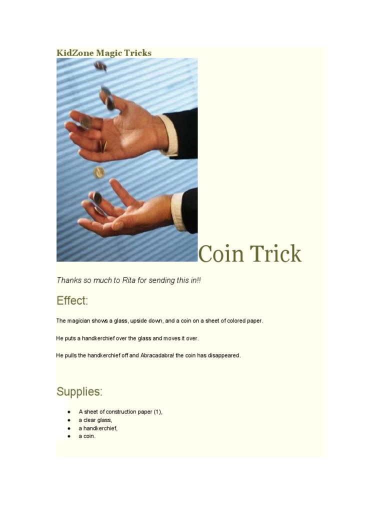 A Vanishing Coin Trick: How to Make a Coin Disappear Using a Glass and ...
