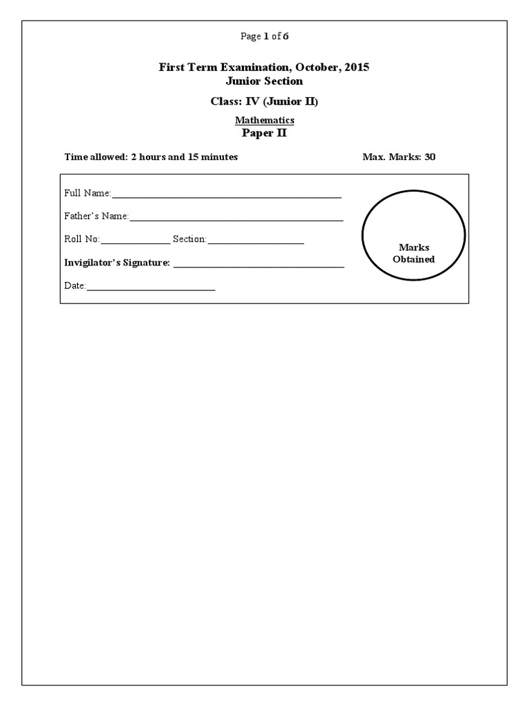 4 Centralized Class IV Math P2 | PDF | Fraction (Mathematics) | Elementary Mathematics