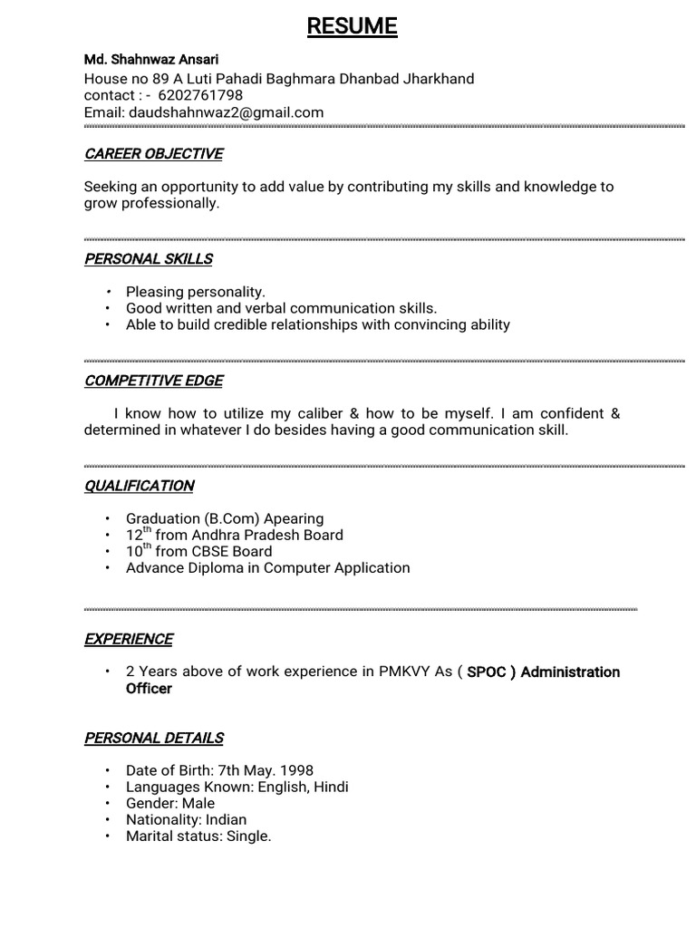 A Concise Yet Comprehensive Resume Highlighting Strong Communication ...