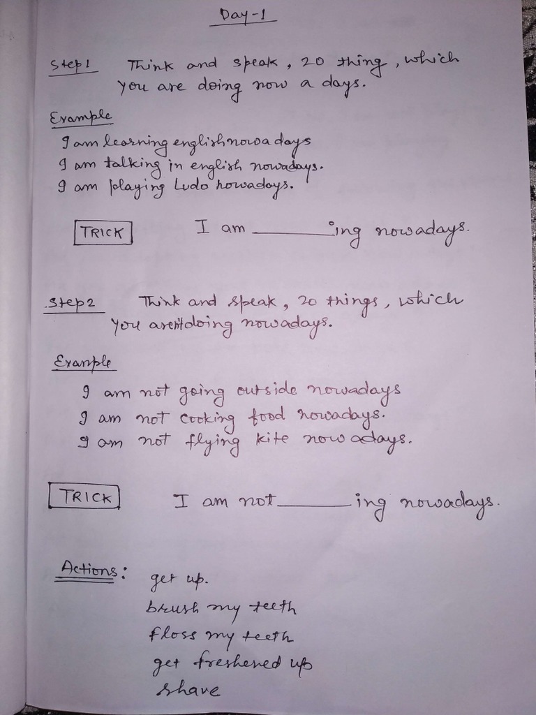 Day 1 Notes of Spoken English Navya Educator | PDF