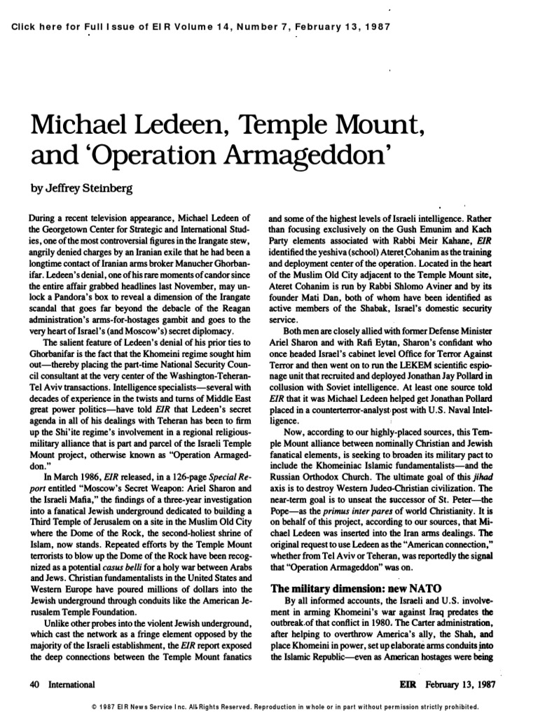 Michael Ledeen, Temple Mount, and 'Operation Armageddon' | PDF | Iran ...