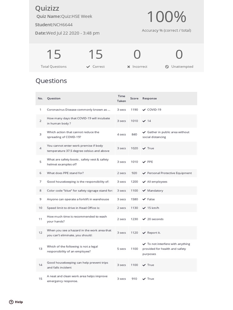 COVID-19 and Workplace Safety Quiz | PDF | Personal Protective ...