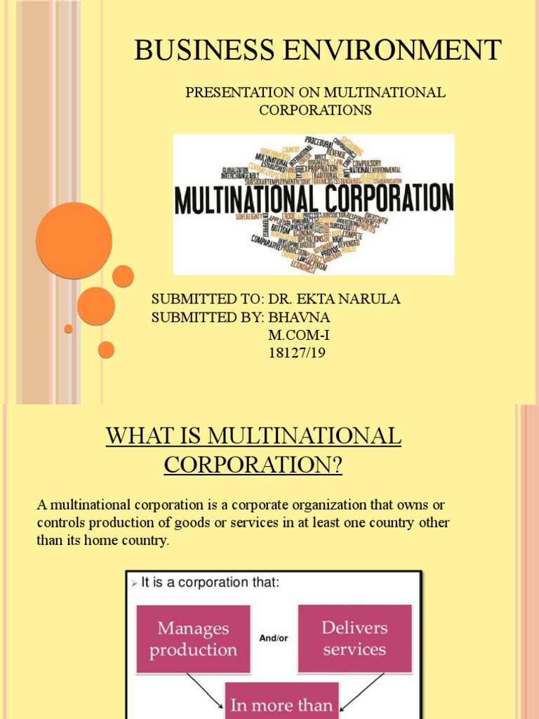 Business Environment: Presentation On Multinational Corporations | PDF ...
