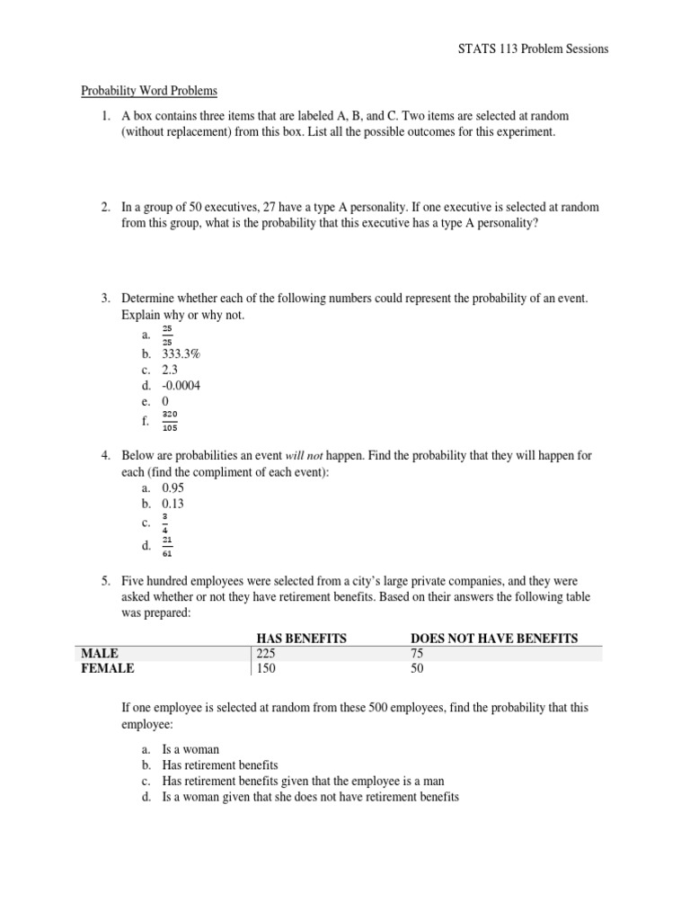 Probability Word Problems Guide | PDF | Blood Type | Diploma