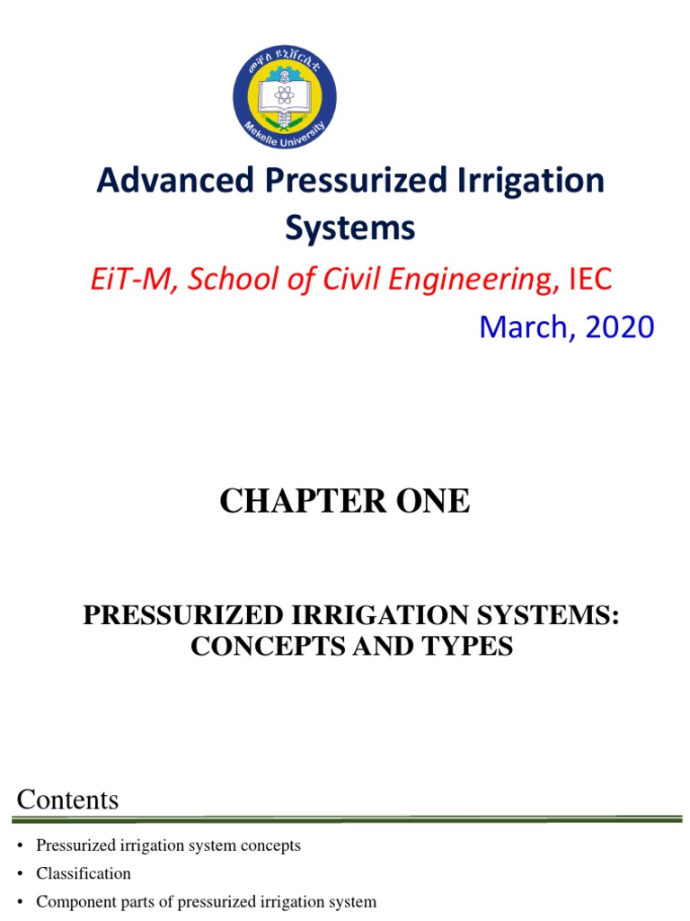 Overview of Pressurized Irrigation Systems: Concepts, Types, Components ...