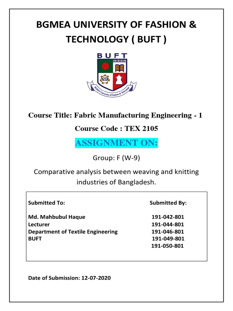 Bgmea University of Fashion & Technology (Buft) : Assignment On | PDF ...