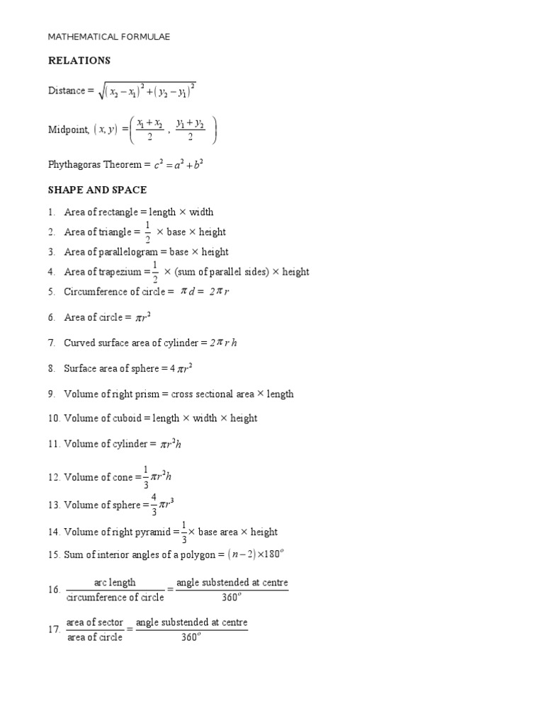 Formula - XM f2 | PDF | Area | Circle