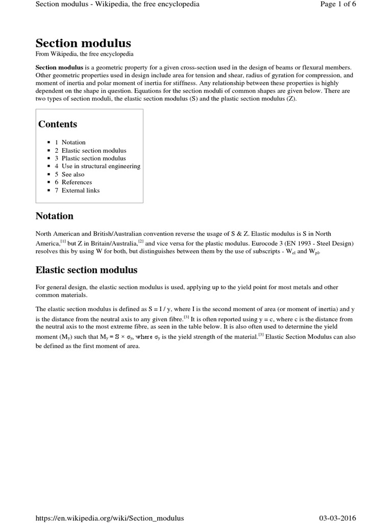Wiki Section Modulus | PDF | Structural Engineering | Materials