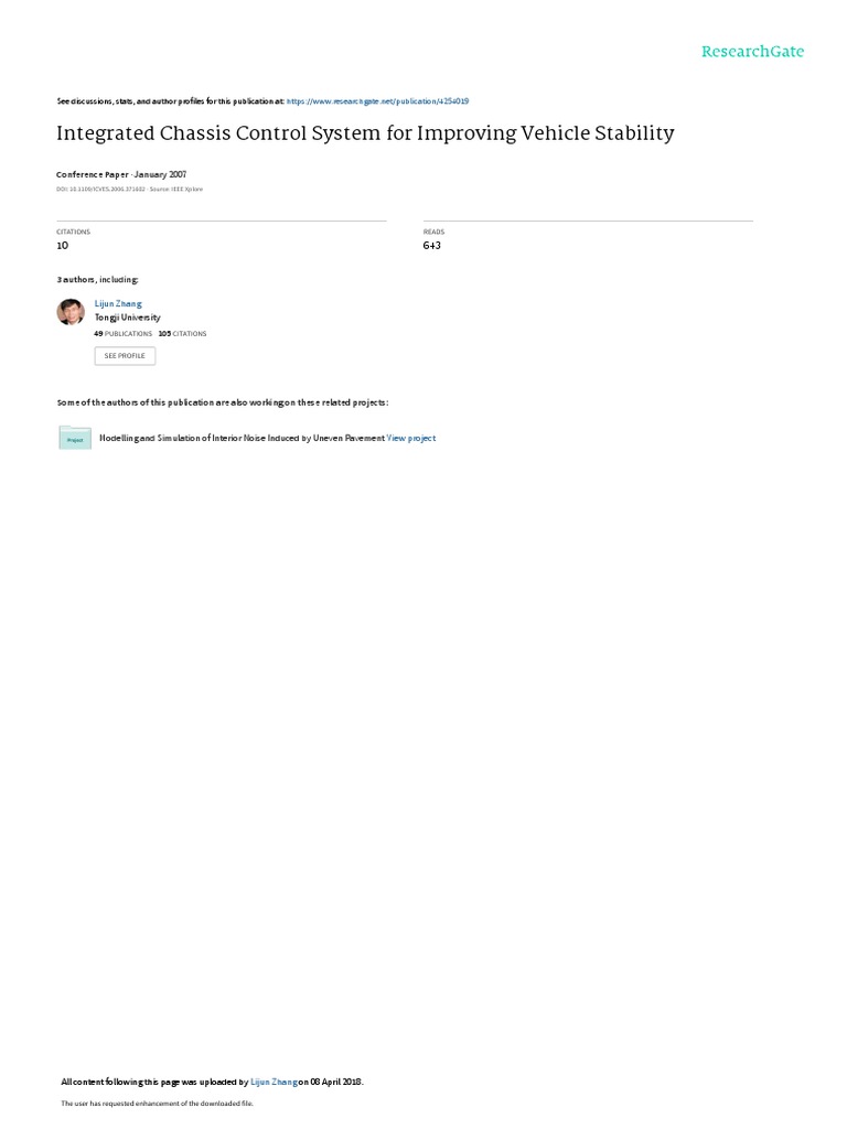 Integrated Chassis Control System For Improving Vehicle Stability | PDF ...