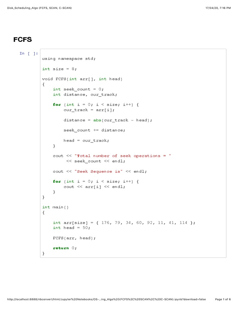 8 - Disk - Scheduling - Algo (FCFS, SCAN, C-SCAN) | PDF | Computer Programming | Teaching ...