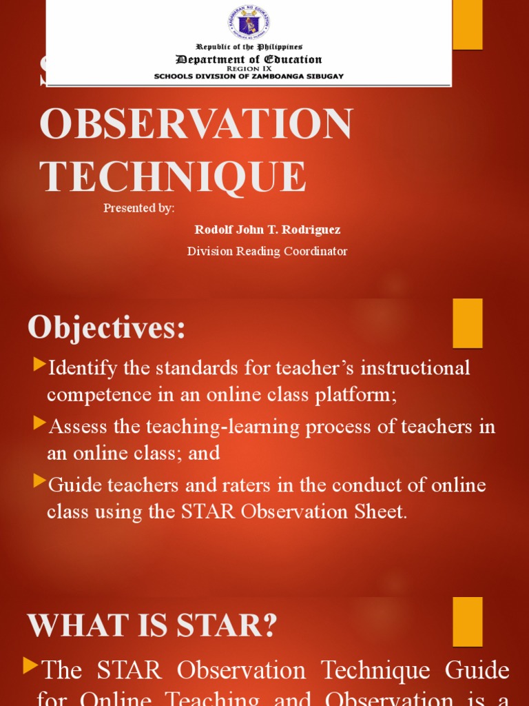Star Observation Technique: Presented By: Division Reading Coordinator ...