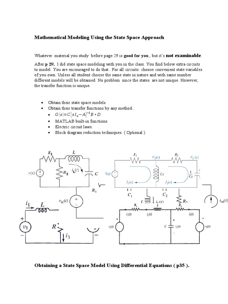 Mathematical Modeling Using The State Space Approach: Si A B+D | PDF