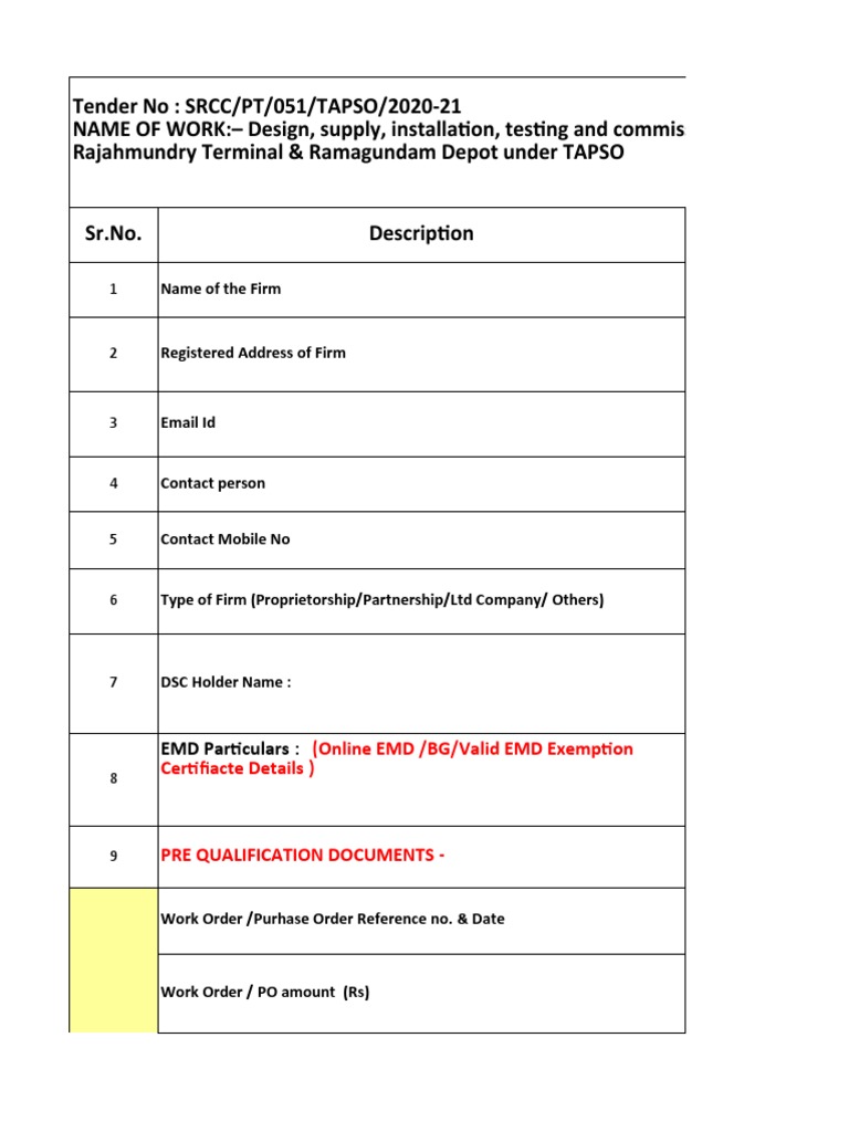 Name of The Firm: (Online EMD /BG/Valid EMD Exemption Certifiacte Details) | PDF | Business Law ...