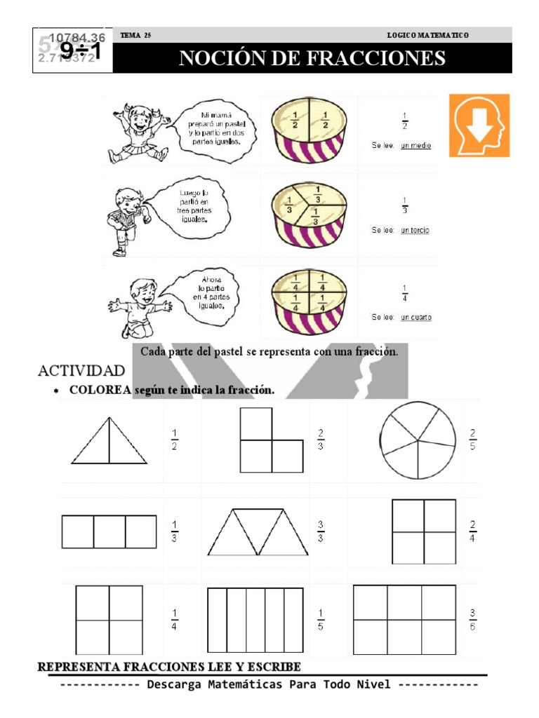 25 Noción de Fracciones Segundo de Primaria | PDF