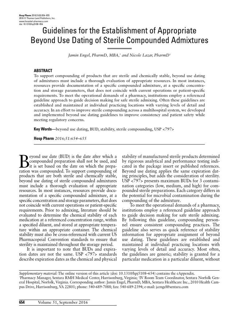 Guidelines For The Establishment of Appropriate Beyond Use Dating of ...