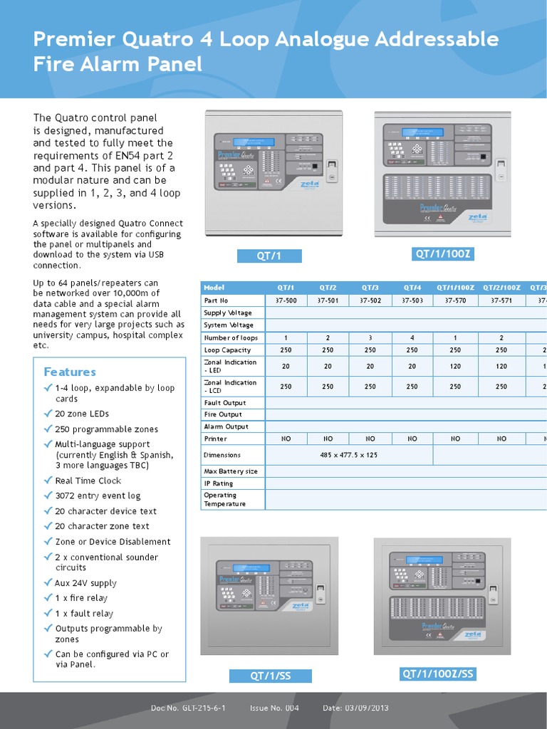 Premier Quatro 4 Loop Analogue Addressable Fire Alarm Panel: A Modular ...