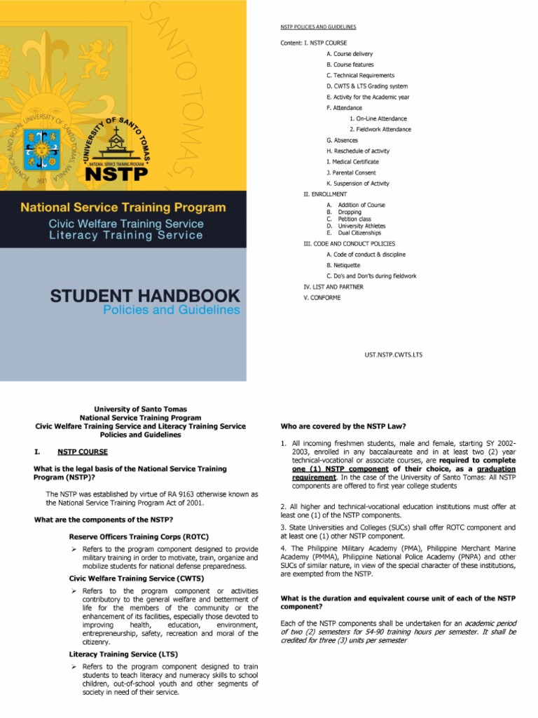 UST NSTP CWTS Handbook PDF | PDF