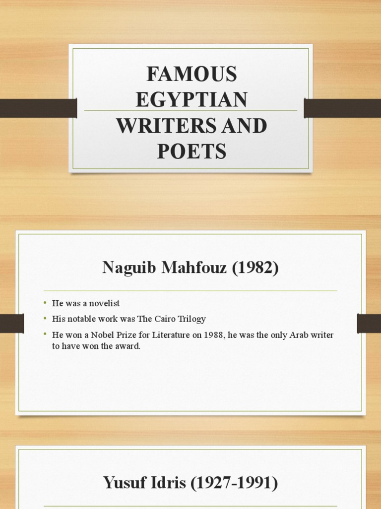 Famous Egyptian Writers and Poets | PDF | Egypt | Middle East