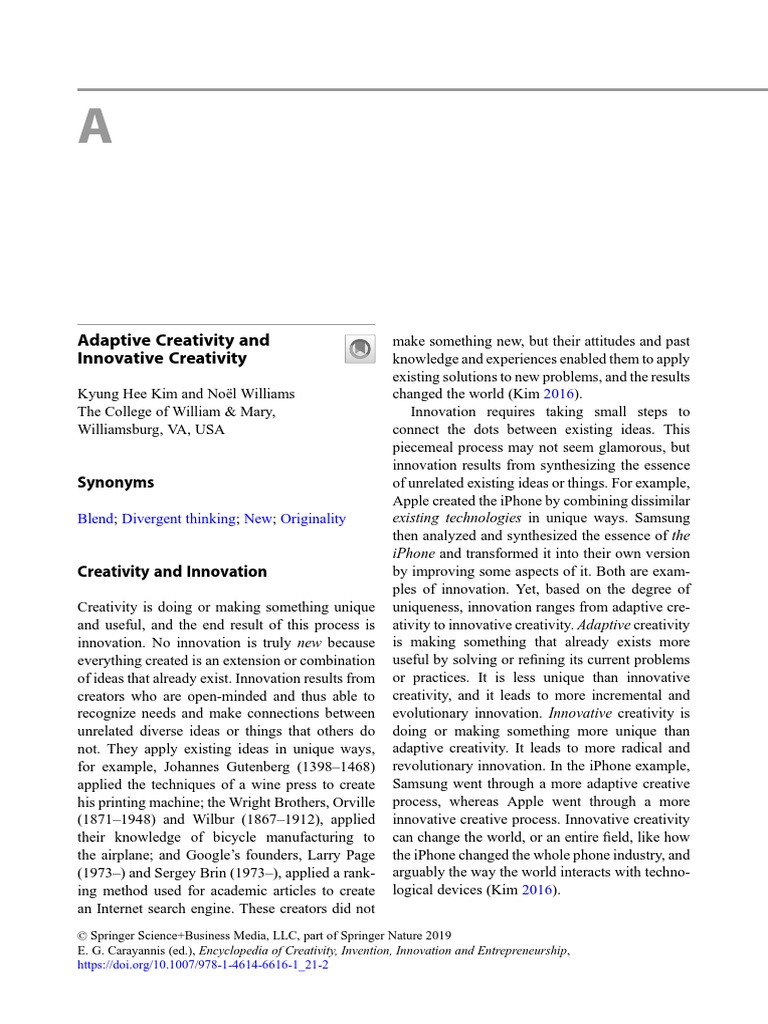 Adaptive Creativity and Innovative Creativity.2019 PDF | PDF ...