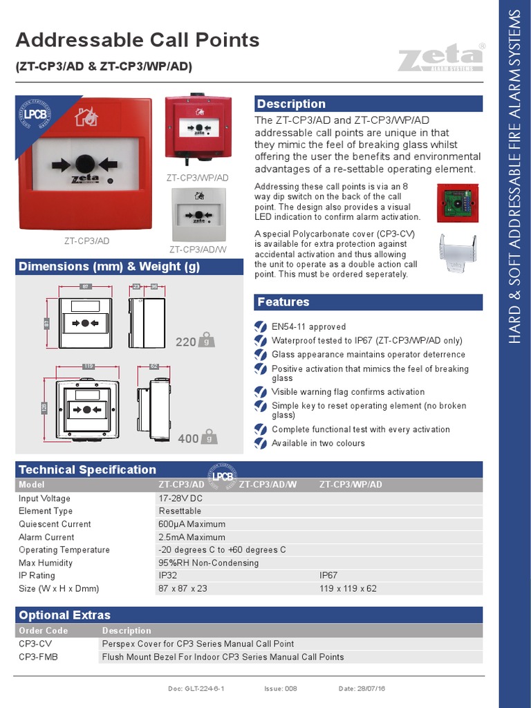 Addressable Call Points: Description | PDF | Manufactured Goods | Equipment