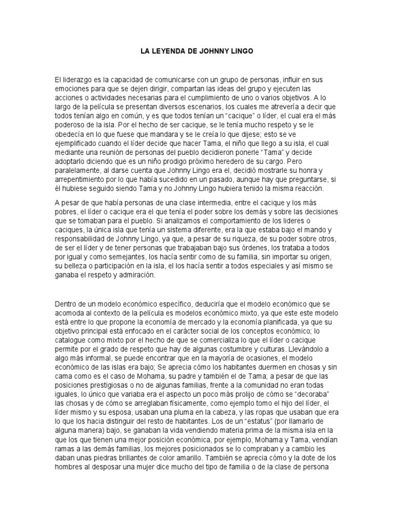 La Leyenda de Johnny Lingo: Liderazgo y Cultura | PDF | Liderazgo | Familia