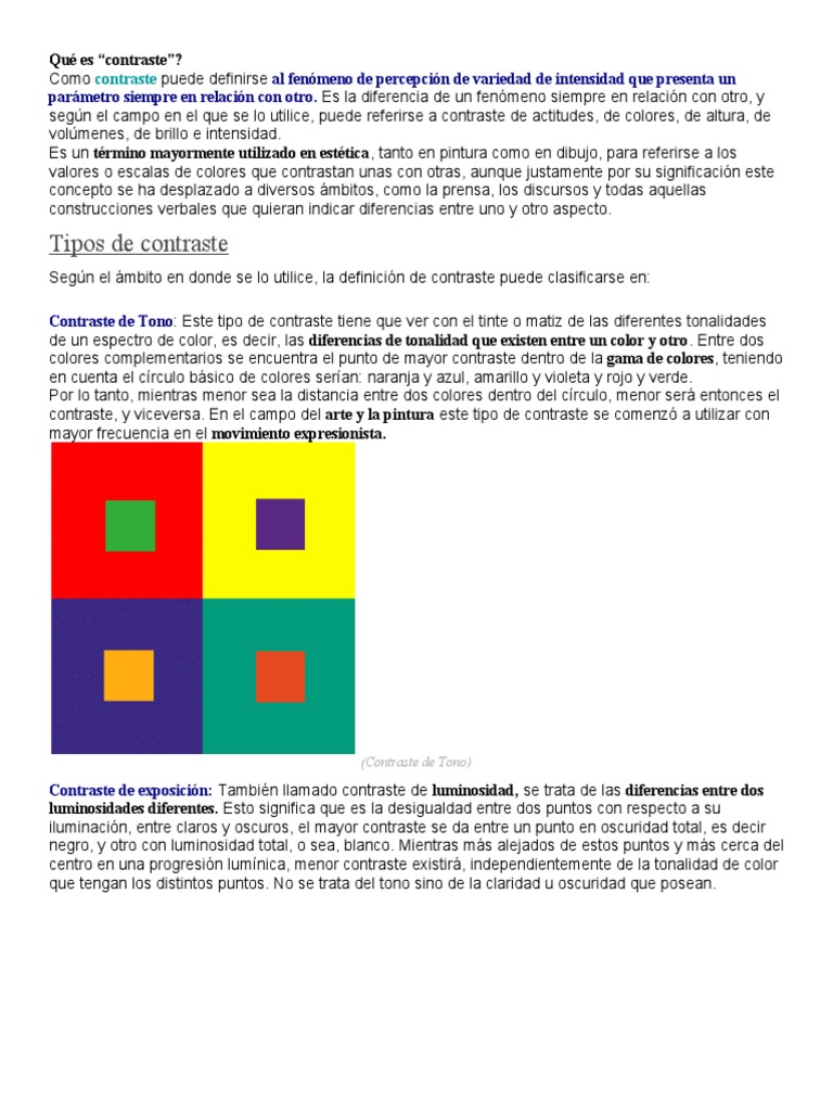 Tipos de Contraste | PDF | Matiz | Color