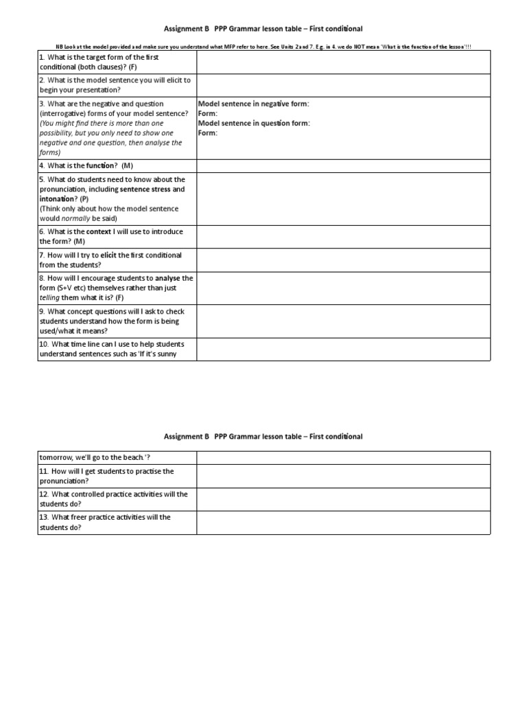 PPP Grammar Lesson Table 25.11.19 | PDF