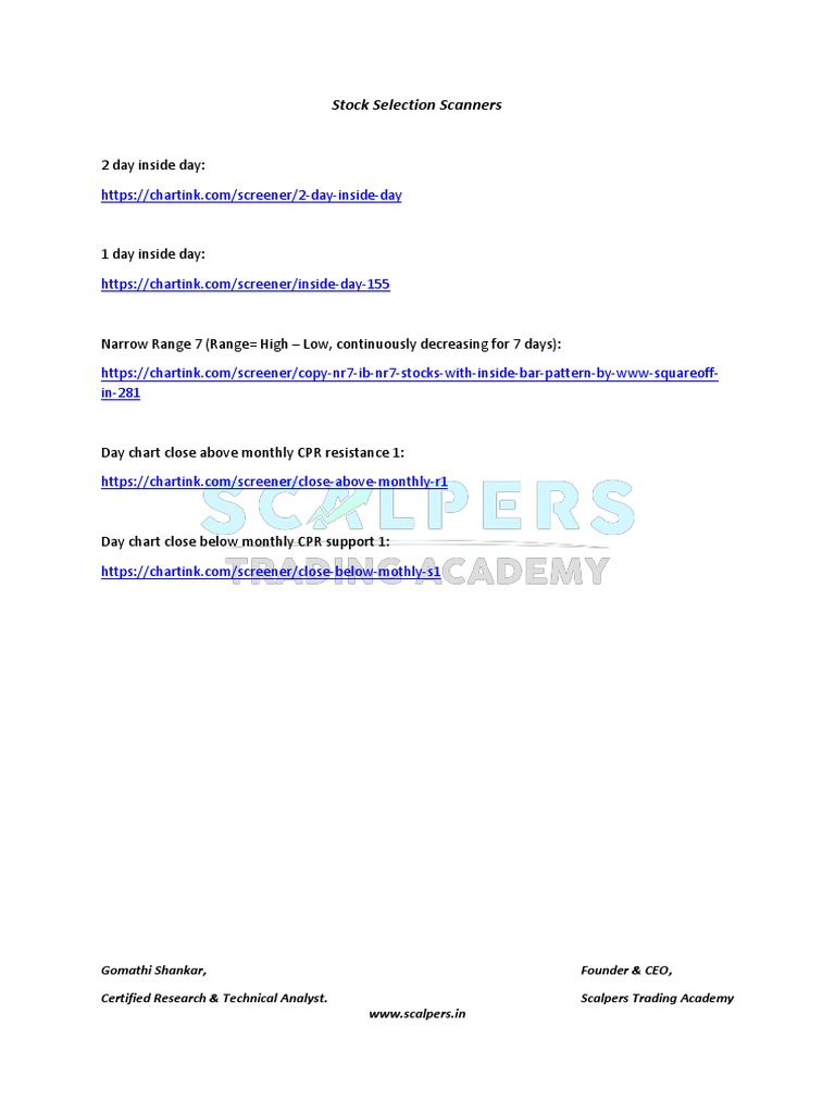 Stock Selection Scanners | PDF