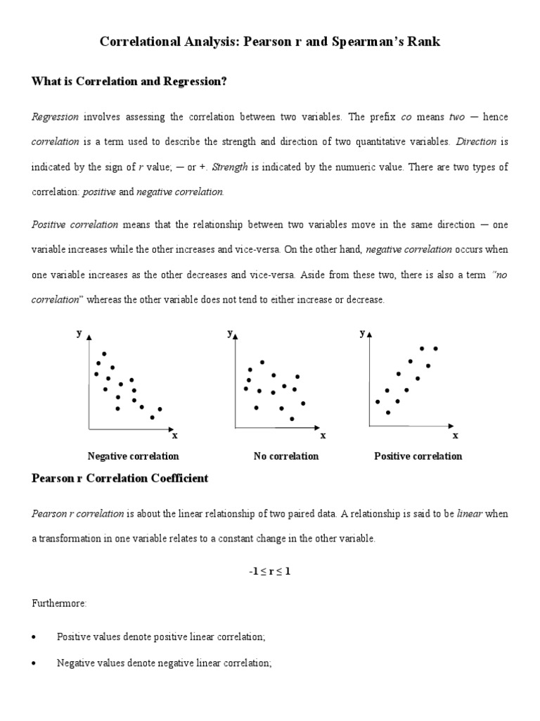 Correlational Analysis Pearson R and Spearman's Rank | PDF | Spearman's ...