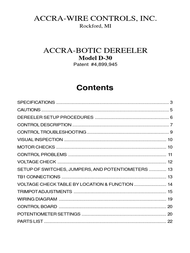 Accra-Wire Controls, Inc.: Model D-30 | PDF | Electric Motor | Fuse ...