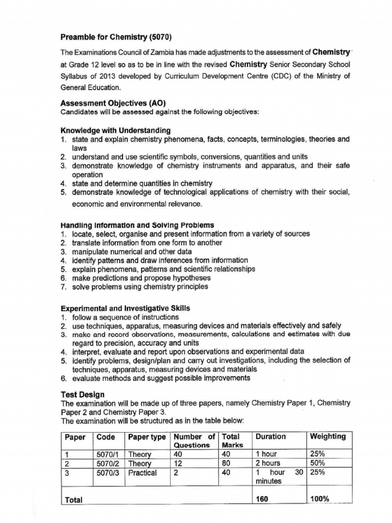 g12 Chemistry p1 2016 Specimen | PDF