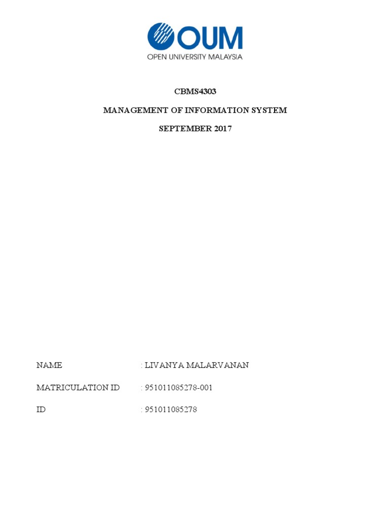 CBMS4303 Management of Information System September 2017 | PDF | Information System | Strategic ...