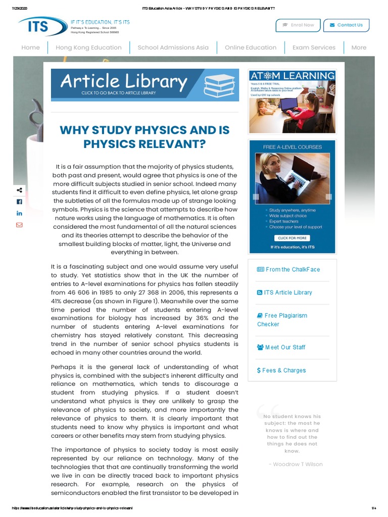 ITS Education Asia Article - WHY STUDY PHYSICS AND IS PHYSICS RELEVANT ...