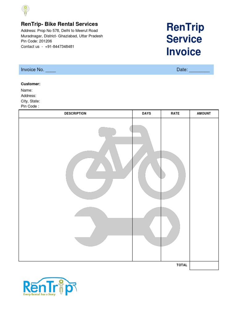 Rentrip Service Invoice: Rentrip-Bike Rental Services | PDF