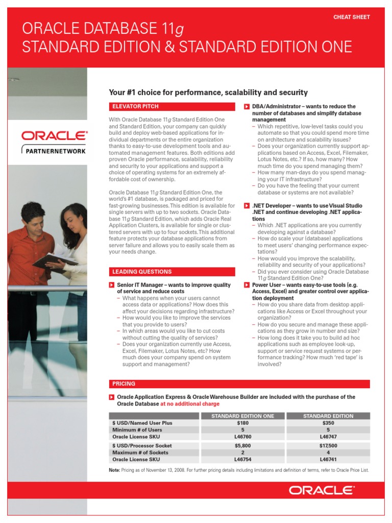 Oracle Database 11G Standard Edition & Standard Edition One: Your #1 Choice For Performance ...