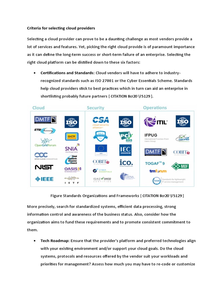 Cloud Criteria For Selection | PDF | Cloud Computing | Partnership