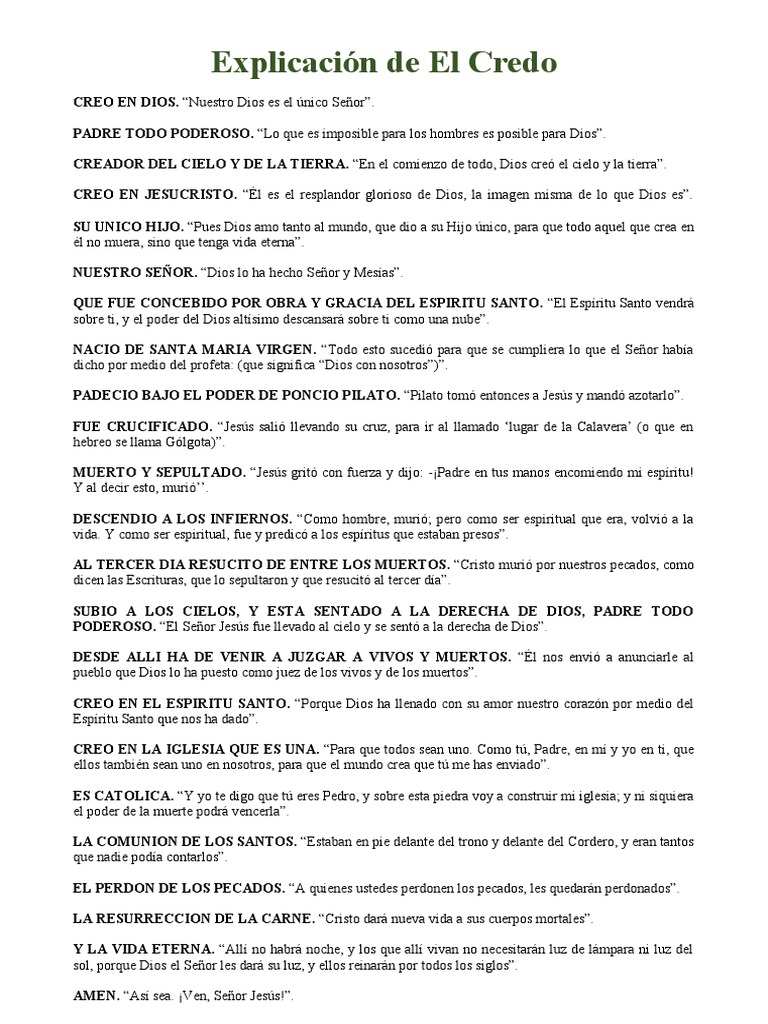 Explicación de El Credo | PDF | espíritu Santo | Jesús