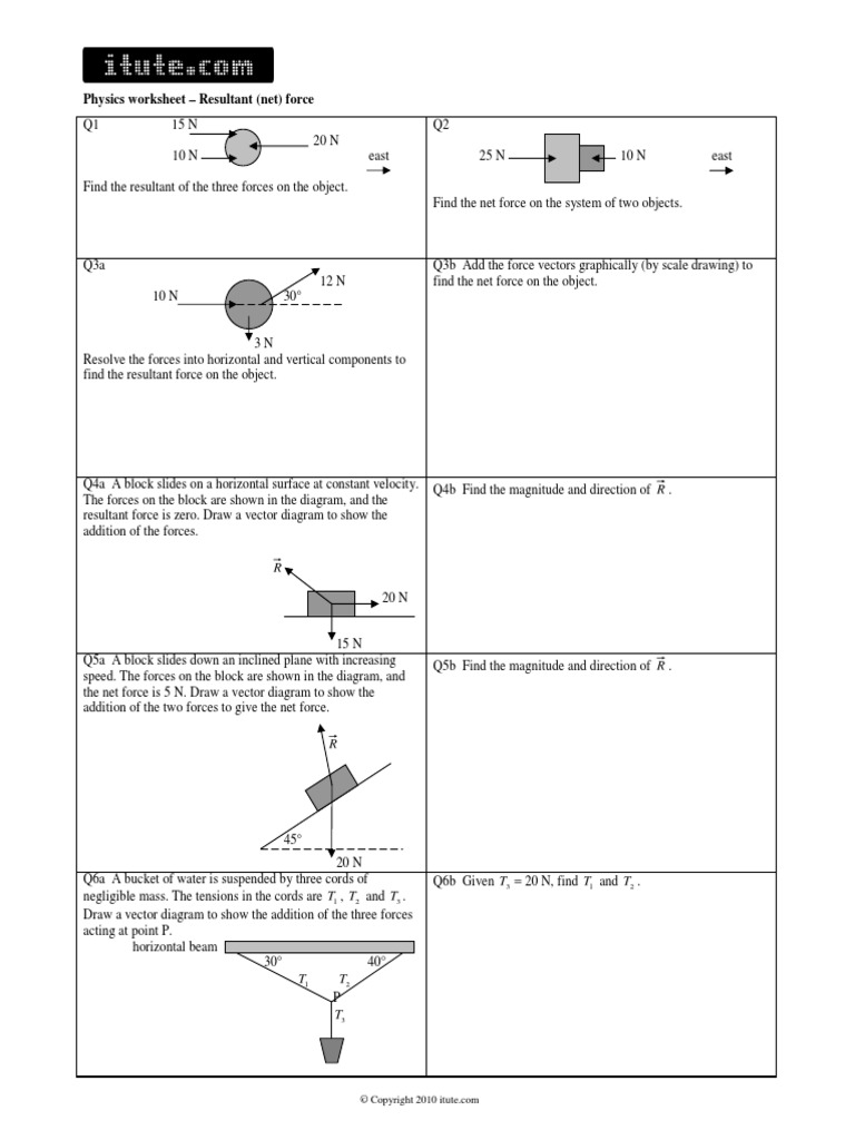 Physics Worksheet Resultant - Net - Force | PDF