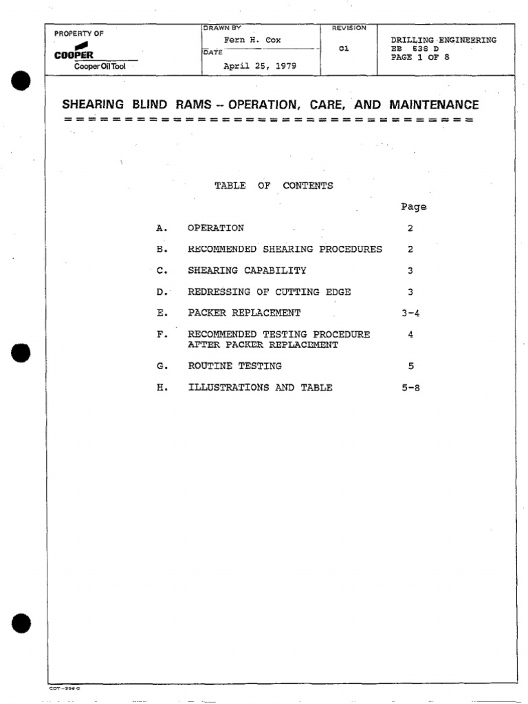 Shearing Blind Rams SBR | PDF | Equipment | Tools