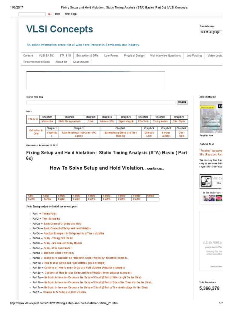 Fixing Setup And Hold Violation Static Timing Analysis Sta Basic Part 6c Vlsi Concepts 