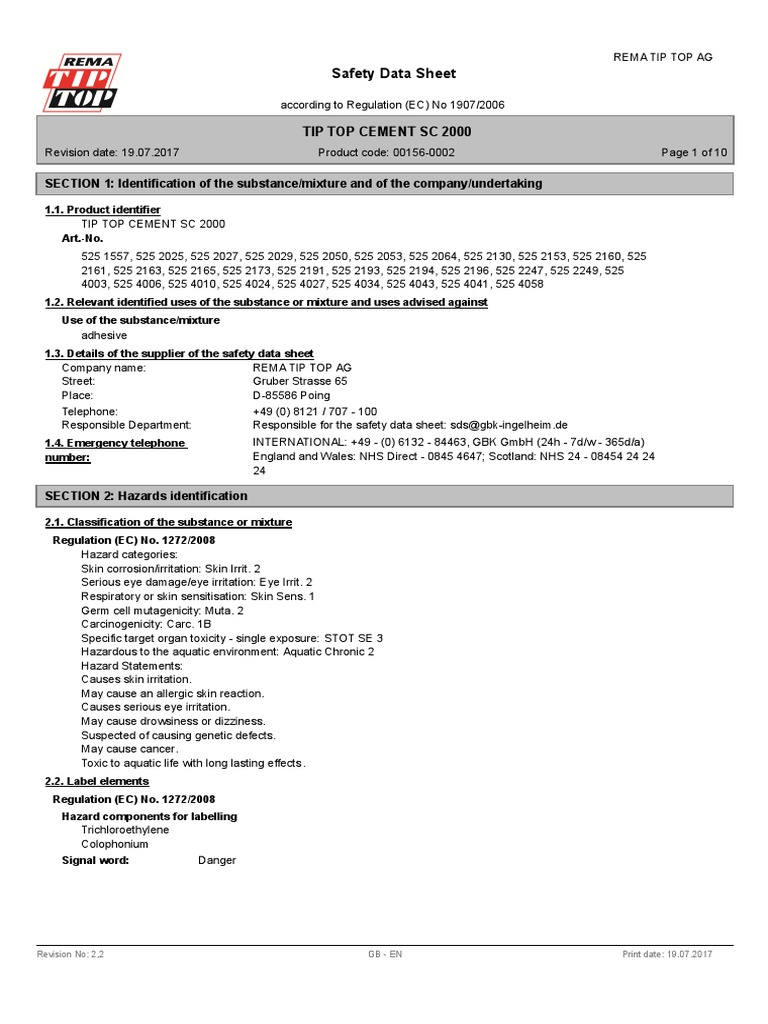 SC2000 MSDS | PDF | Toxicity | Dangerous Goods