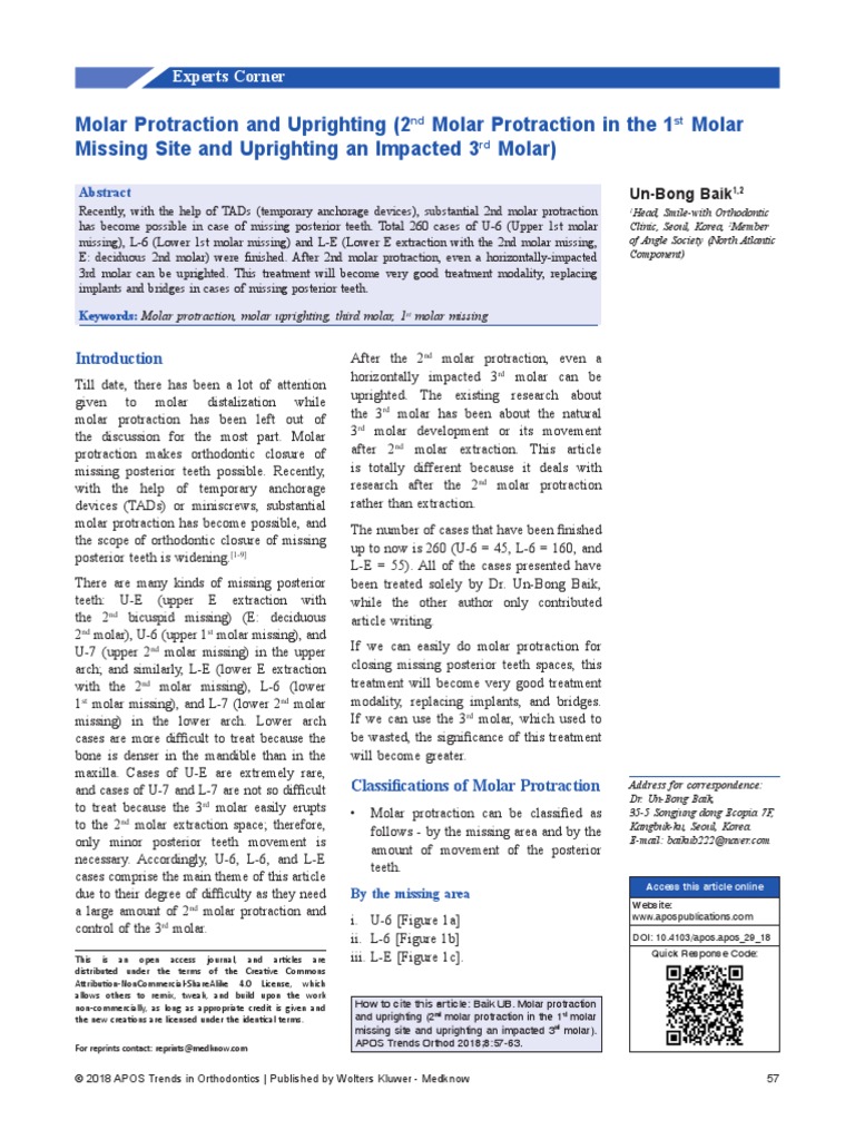 Molar Protraction and Uprighting (2 Molar Protraction in The 1 Molar ...