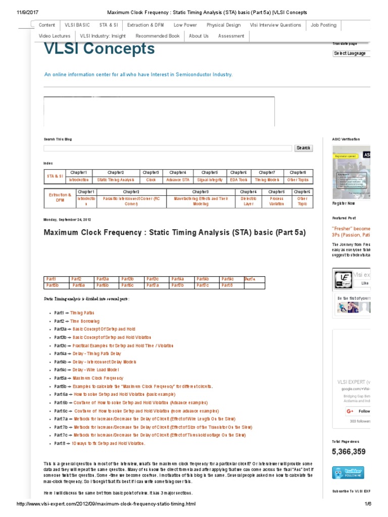 Calculating Maximum Clock Frequency Through Static Timing Analysis: A ...