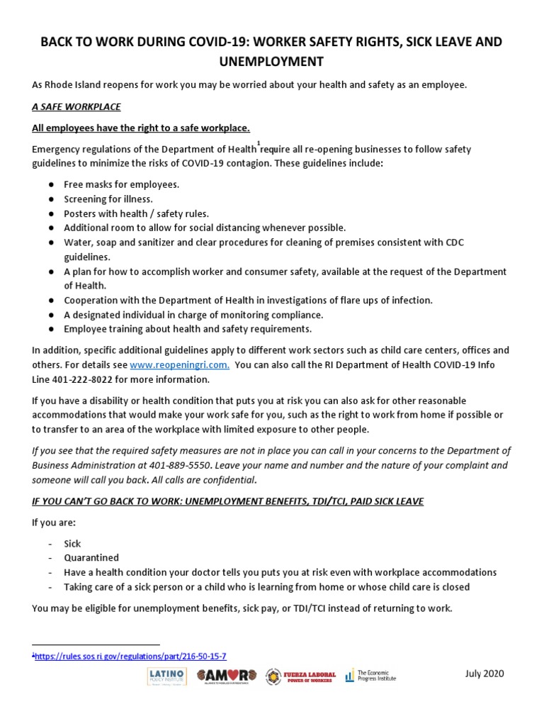 COVID-19 Worker Safety and Rights Guide | PDF | Sick Leave ...