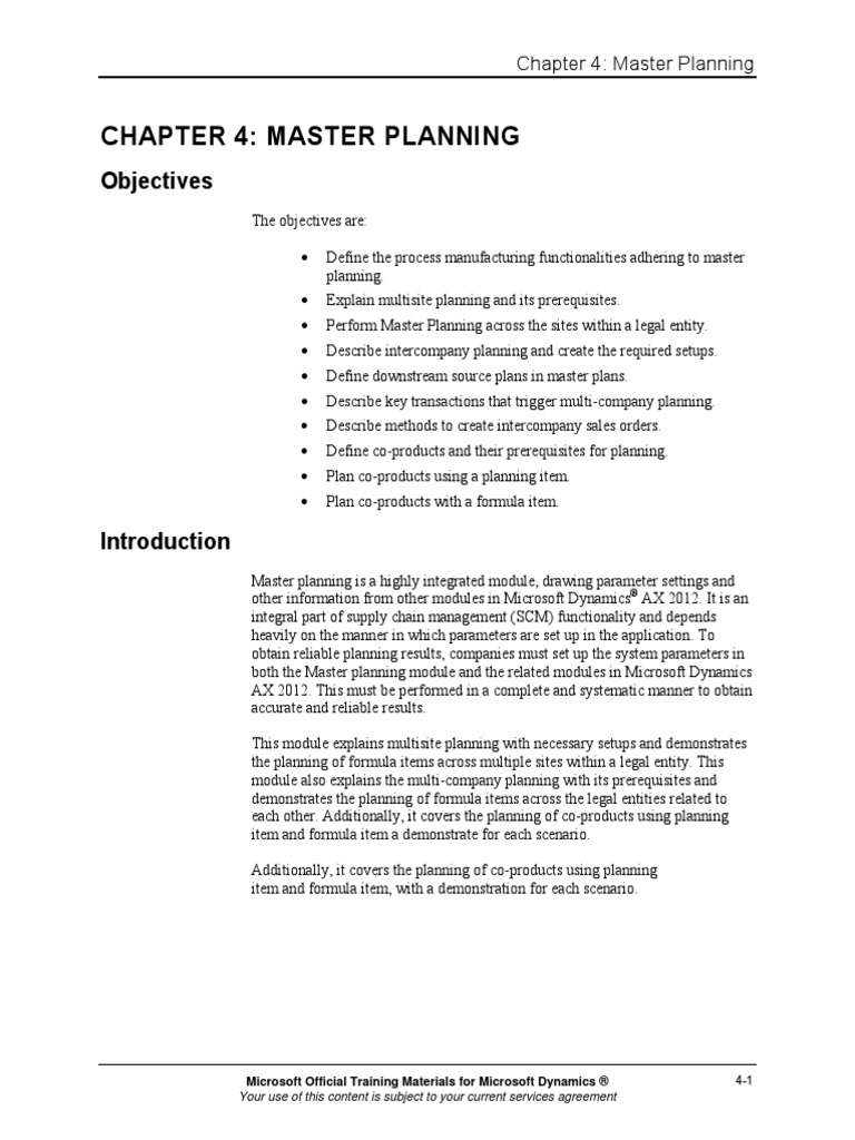 Chapter 4: Master Planning: Objectives | Download Free PDF | Inventory ...