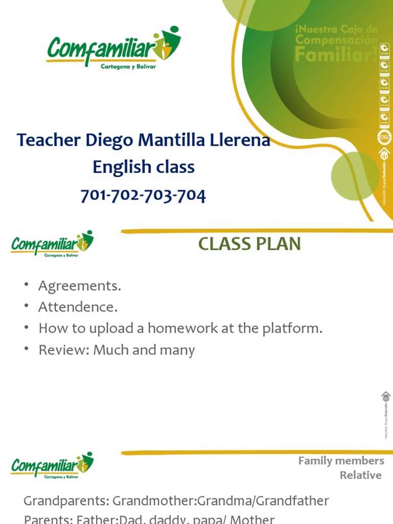 English Class Plan: Family Vocabulary | PDF | Wellness