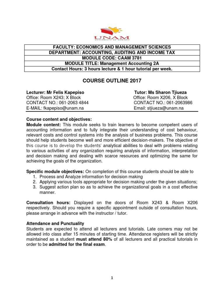 AAM3781 AAM3781 Course Outline 2017 | PDF | Linear Programming | Decision Making