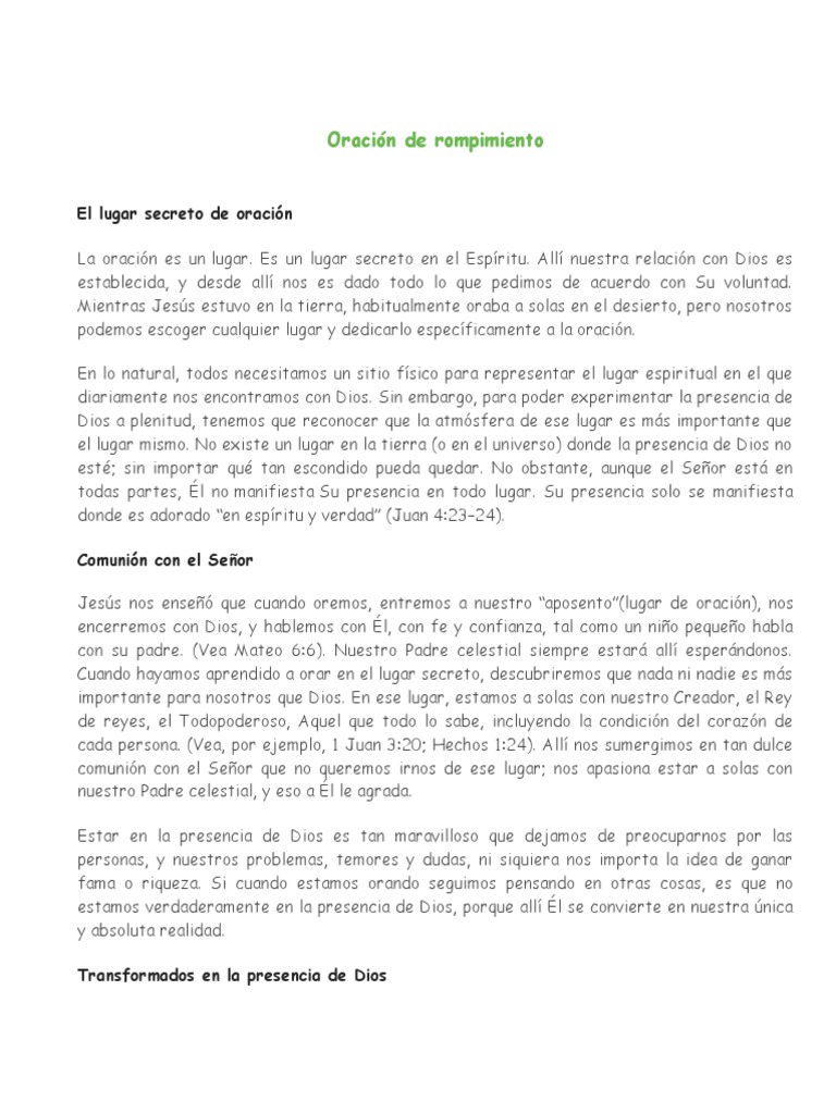 Oración de Rompimiento | PDF | Oración | eucaristía