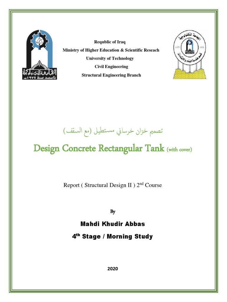 Design Concrete Rectangular Tank: (With Cover) | PDF | Civil ...