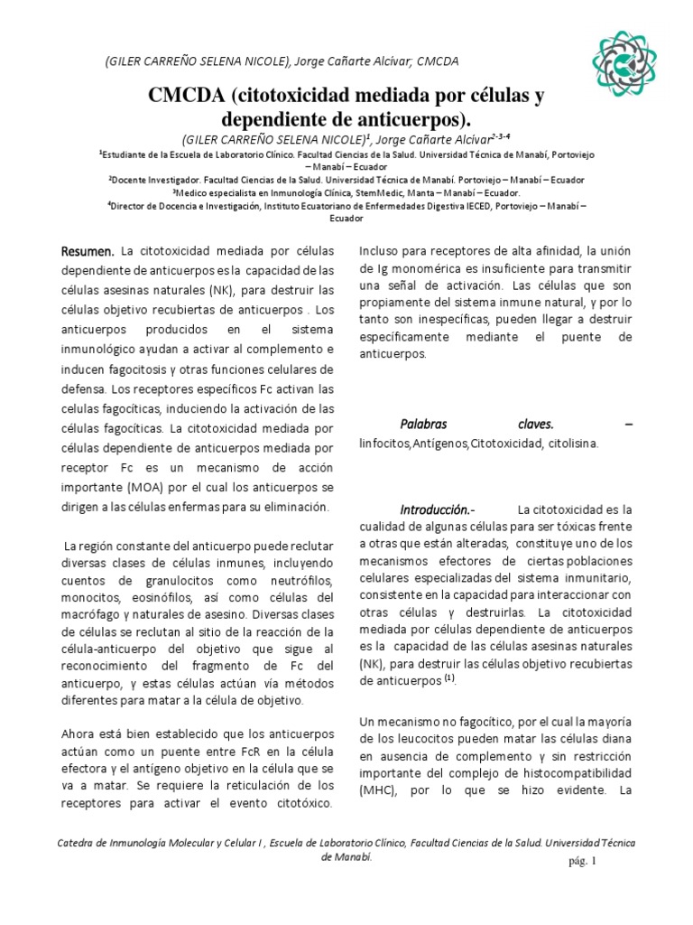 CMCDA (Citotoxicidad Mediada Por Células y Dependiente de Anticuerpos ...